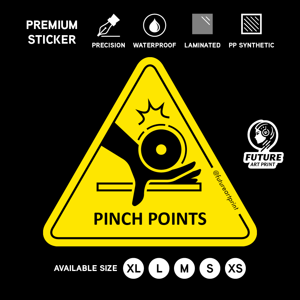Pinch Points. Premium Triangle Sticker Safety Caution Danger Label Sign ...