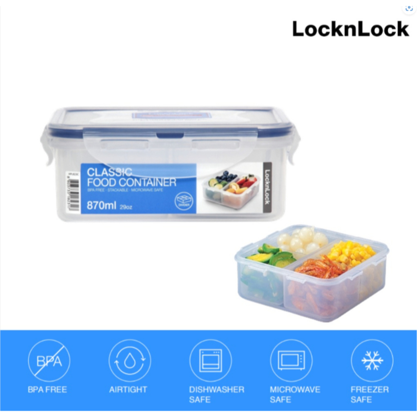 LocknLock Official Classic Food Container With Divider 870ml (HPL-823C) | Shopee Malaysia