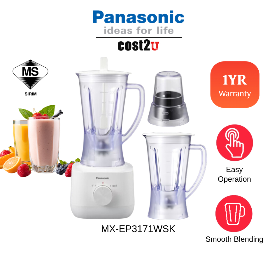 Panasonic 1.0L Blender (Twin Jug & Dry Mill) | MX-EP3101/MX-EP3111/MX ...
