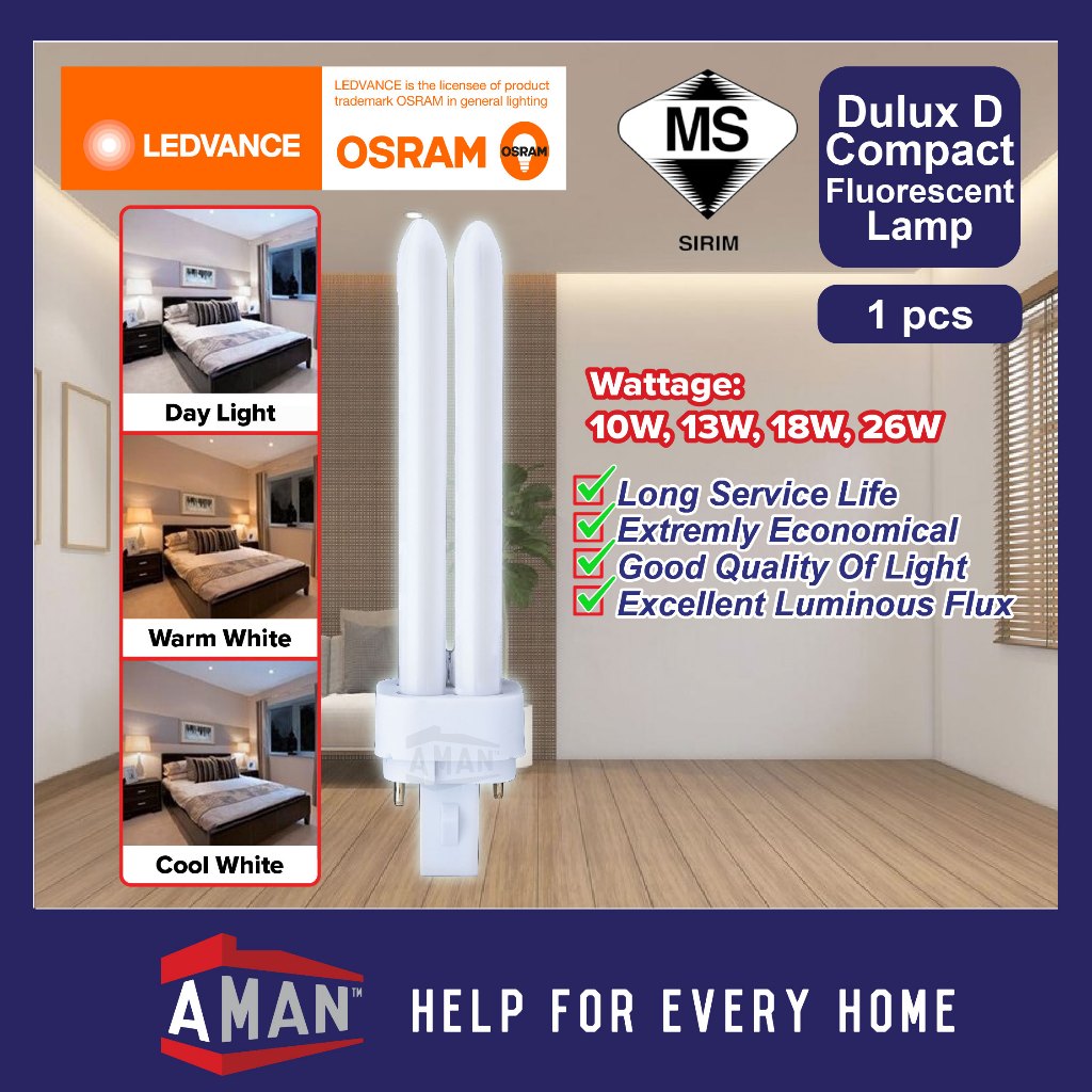 OSRAM Dulux D PLC Type Bulb PLC Bulb Energy Saving Bulb Daylight Coolwhite Warmwhite Mentol Lamp ...