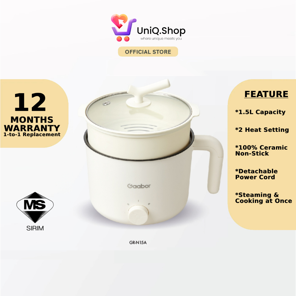 Gaabor 1.5L Mini Multi Cooker with Steam Tray | GR-N15A (Non Stick Egg ...