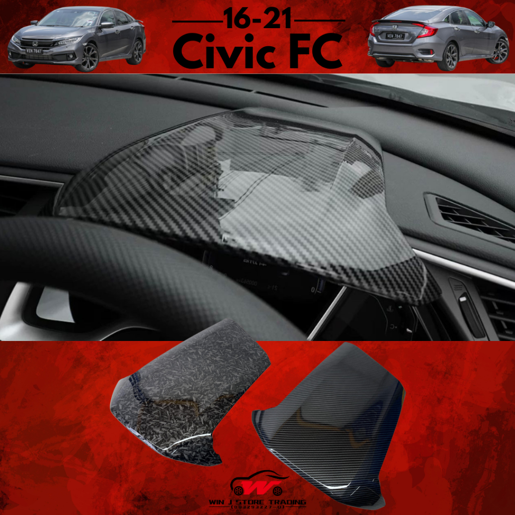 Honda Civic FC 2016-2021 Forged Carbon Trim Meter Top Panel Cover/Meter ...