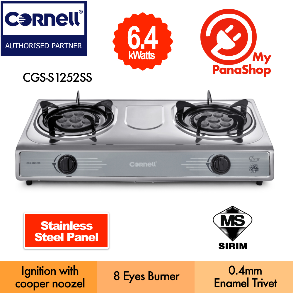 Cornell Stainless Steel Panel Gas Stove Double Burner Head Gas Cooker ...