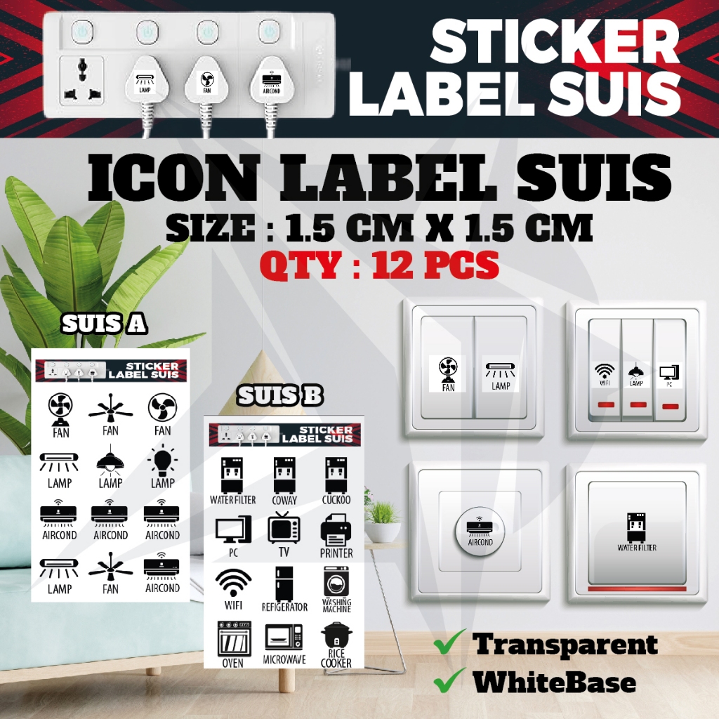 Sticker Label Barang Rumah Plug Stiker Home Decor Suis Dapur ...