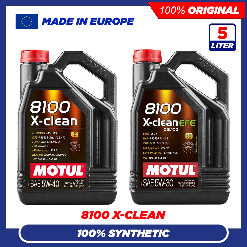 MOTUL 8100 X-CLEAN 5W40 / X-CLEAN EFE 5W30 SP Fully Synthetic Engine ...