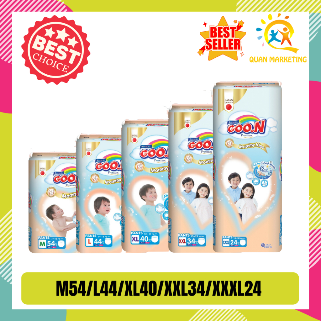 GOO.N GOON Premium Pants Diapers 1 Pack - M54/L44/XL40/XXL34/XXXL24 | Shopee Malaysia