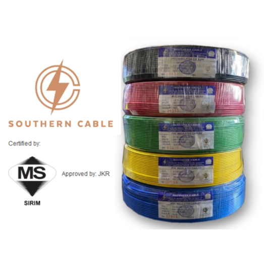 (SIRIM APPROVED) Southern/ Mega PVC Insulated Cable 1.5mm/2.5mm 100% Pure Copper Per Roll (100 ...