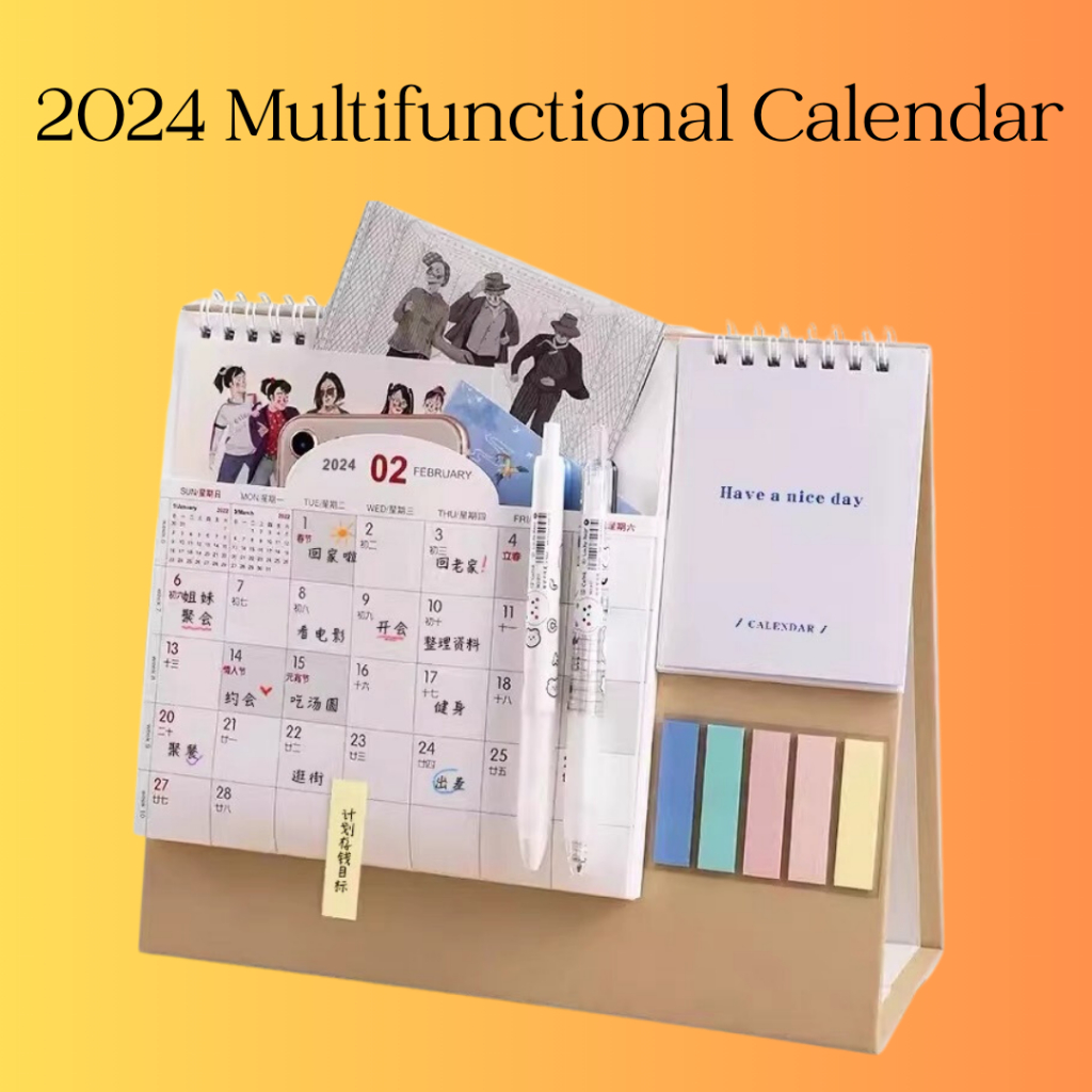 2024 Multifunctional Desk Calendar Creative Calendar Flipping Calendar ...