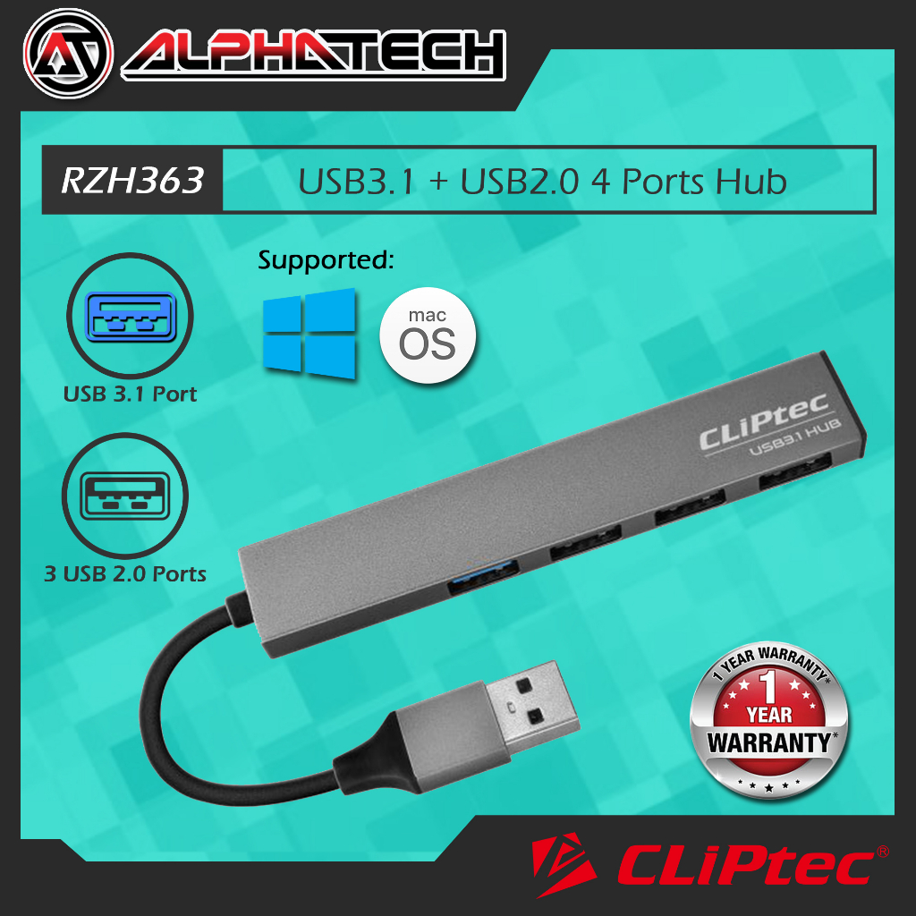 (1 Yr Warranty) CLiPTec 4 Port USB Hub | Shopee Malaysia