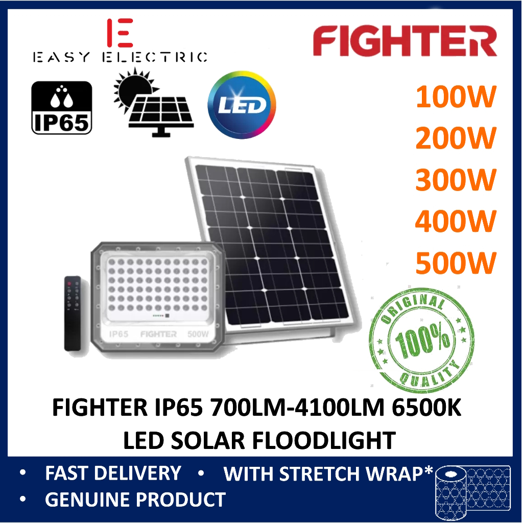 FIGHTER IP65 700LM-4100LM 6500K LED SOLAR FLOODLIGHT C/W REMOTE CONTROL ...