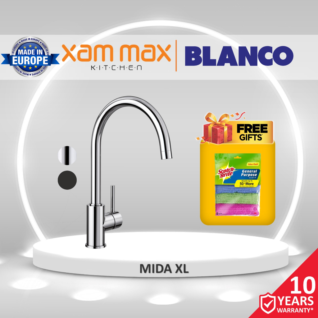 Blanco Mida XL Sink Mixer | Galvanic Chrome Black Matt | Brass | High ...
