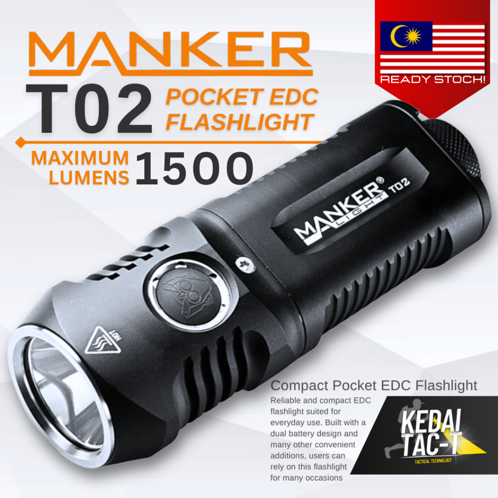 MANKER T02 - 1500L Pocket EDC Flashlight - ORIGINAL - Ready Stock in ...