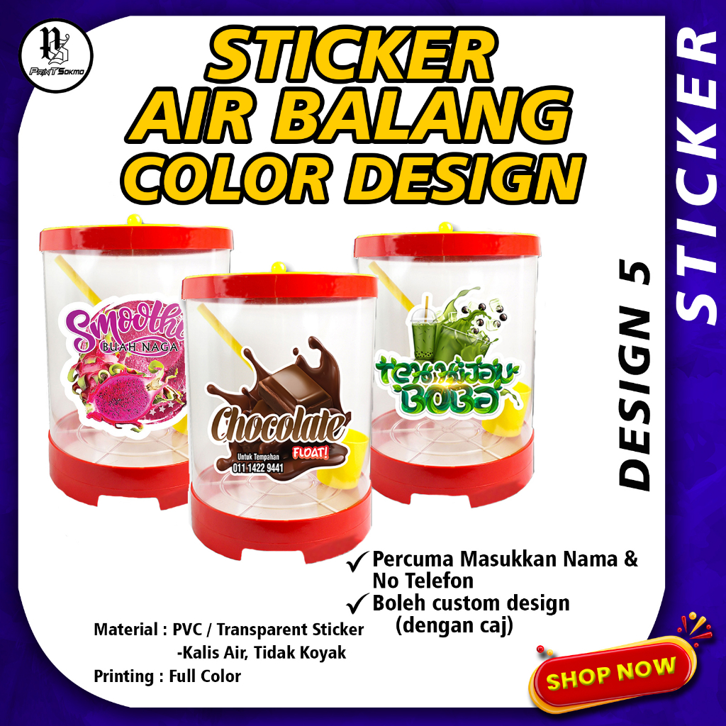 Sticker Air Balang V5 💥 Transparent atau PVC 💥 Kalis Air, Design Cantik ...