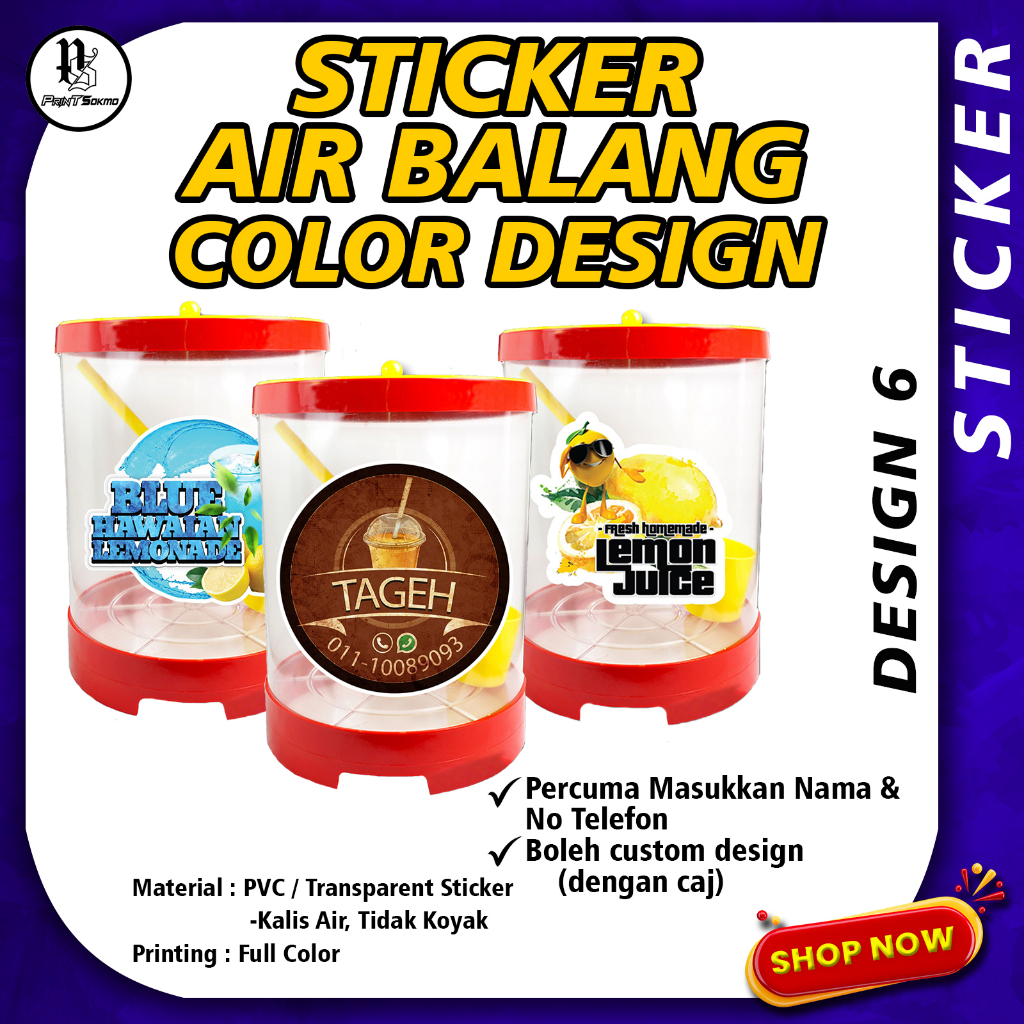 Sticker Air Balang V6 💥 Transparent atau PVC 💥 Kalis Air, Design Cantik ...