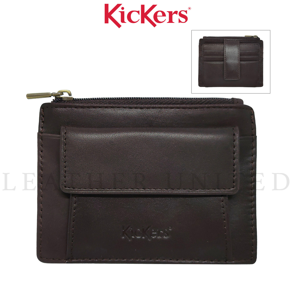 Kickers Genuine Top Grain Leather Unisex Button Closure Card Holder # ...