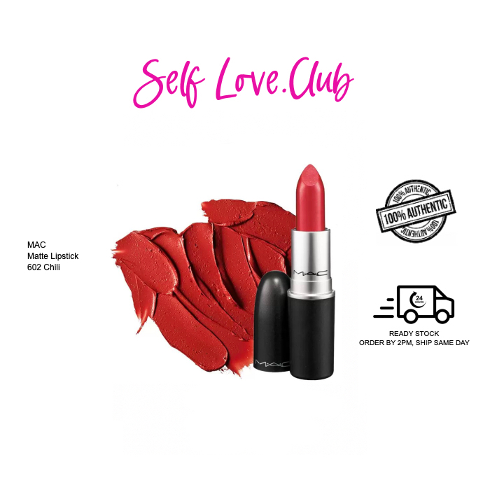 READY STOCK MAC Cosmetics Matte Lipstick 602 Chili Red Lipstick ...