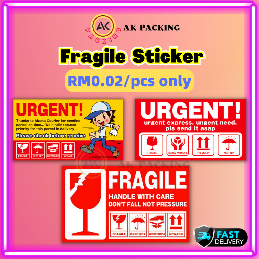 Fragile Sticker Urgent Sticker Mudah Pecah Murah Warning Label Fragile ...