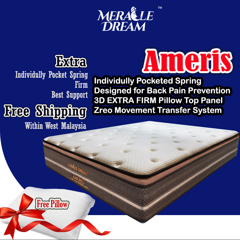 Mattress TILAM Ameris 13" Spring Mattress Pocketed Spring-Hotel TILAM-SINGLE/SUPER SINGLE/QUEEN ...