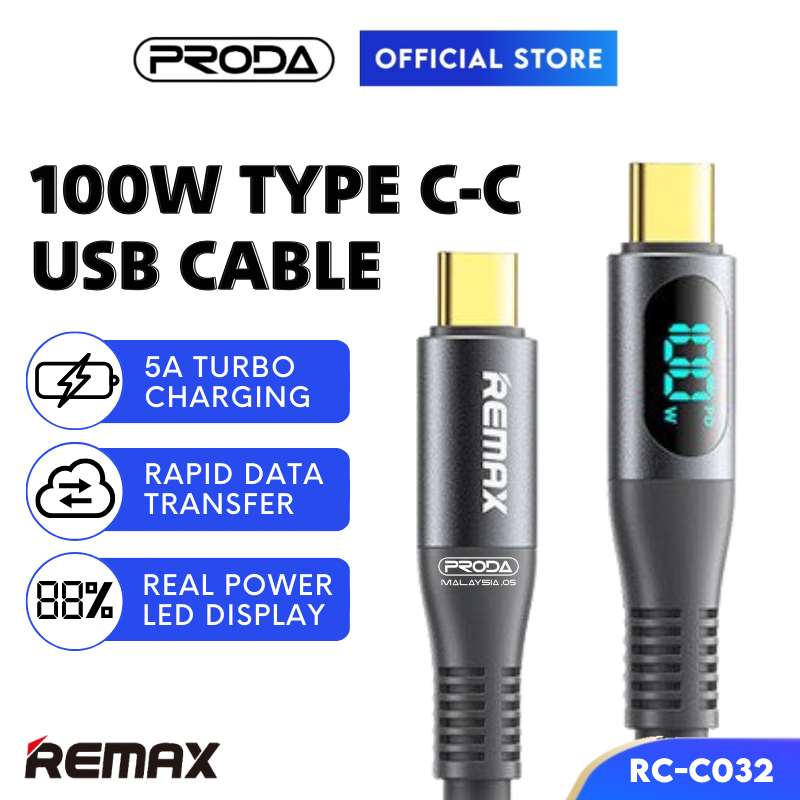 REMAX Cable Type C To Type C Cable Fast Charging Cable Type C To C 100W ...