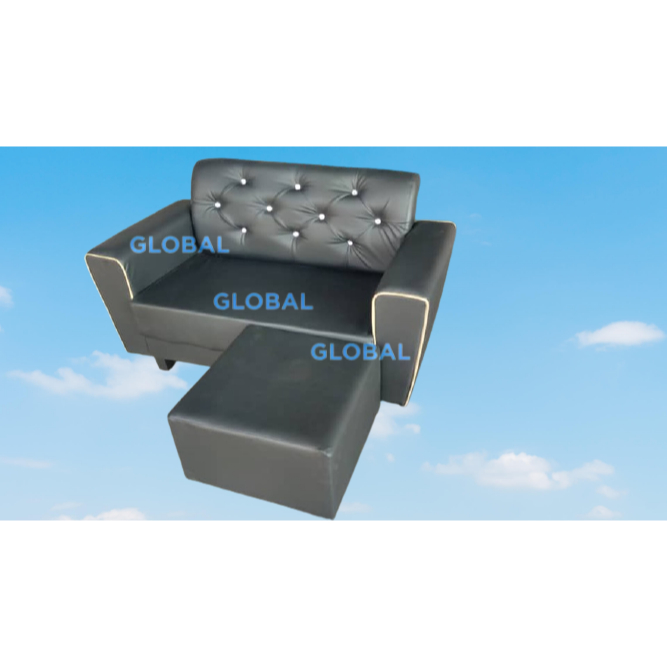 Harga Kilang Percuma 1 Bangku PVC Sofa 2 Seater Hitam Kulit | Shopee ...