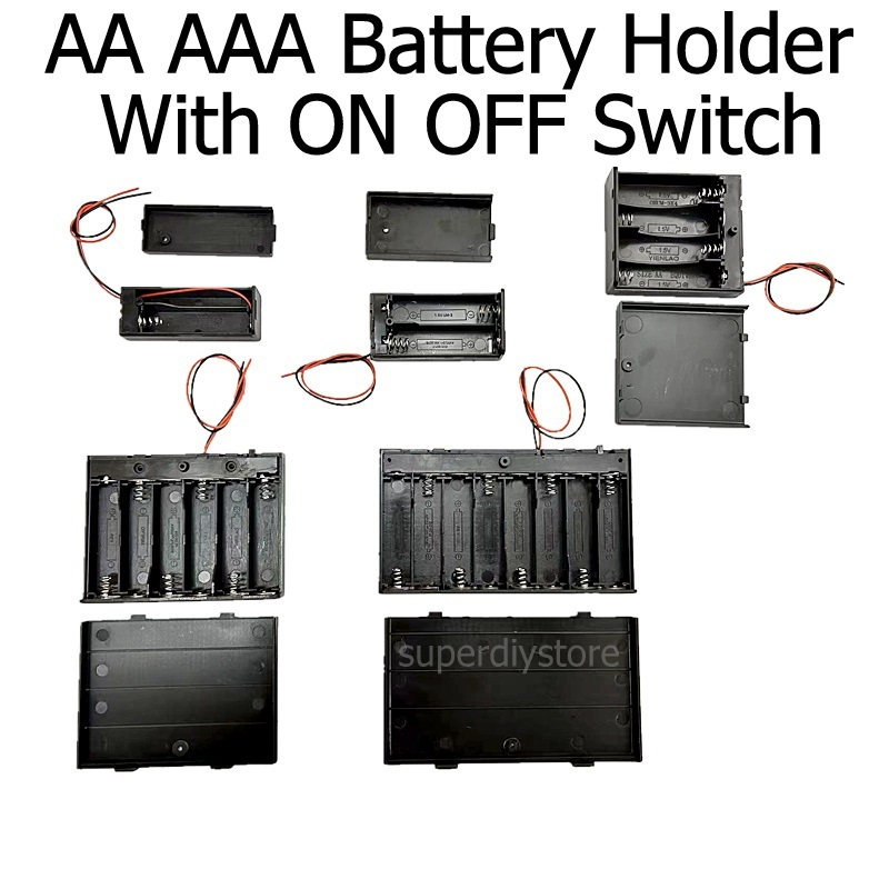AA AAA Battery Holder Casing With ON OFF Switch Cover Case Lead Wire ...