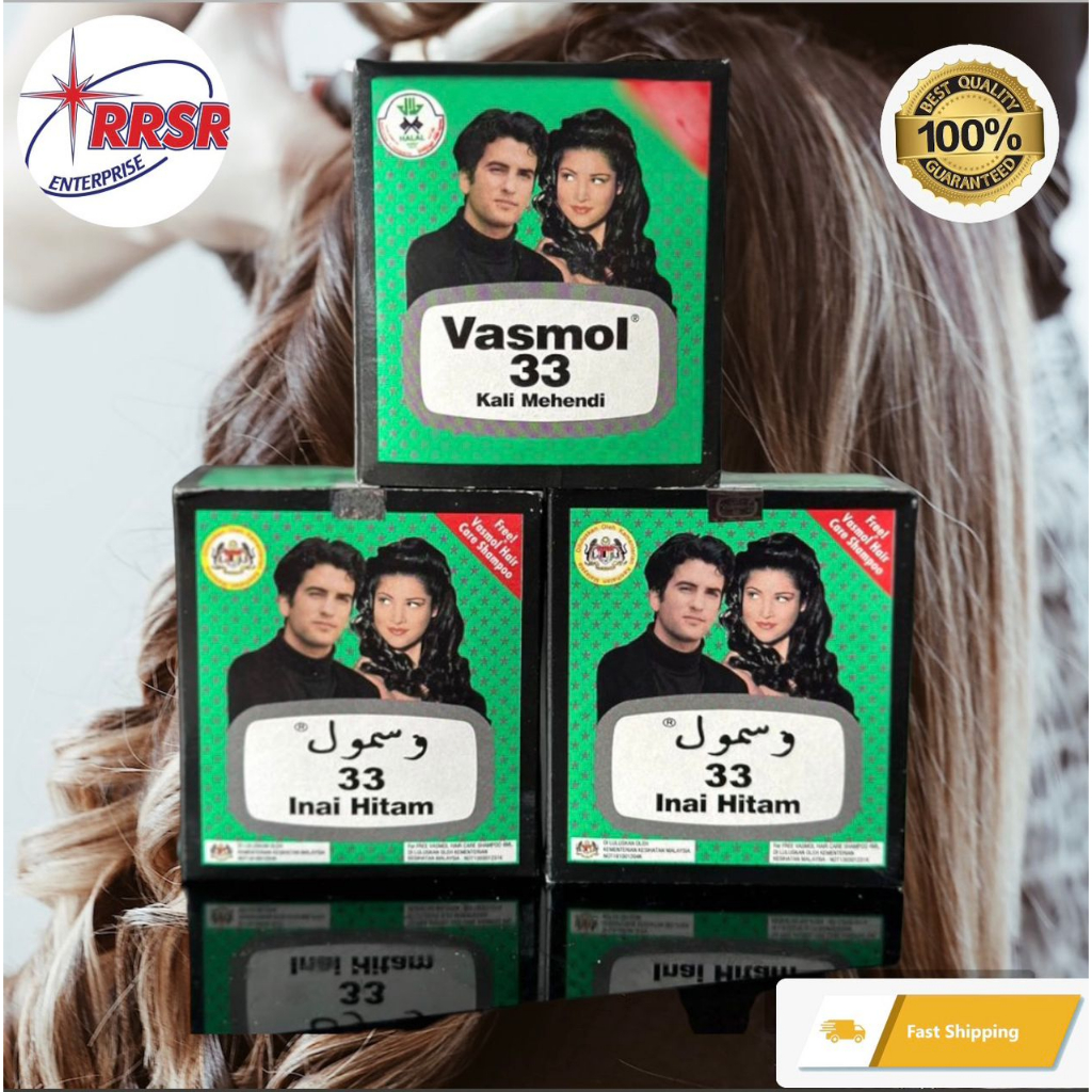 VASMOL 33 KALI MEHNDI NATURAL BLACK HENNA (Inai rambut hitam) | Shopee ...
