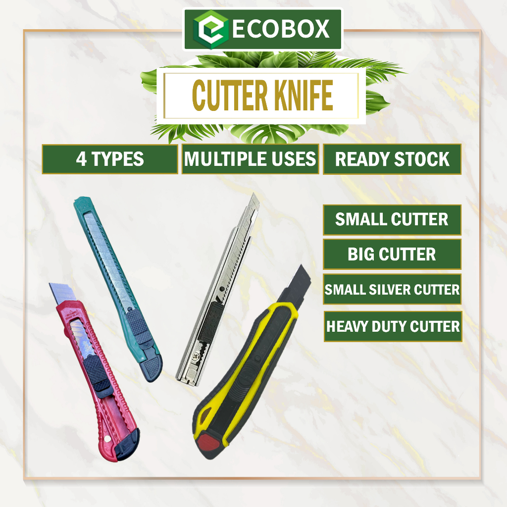 EcoBox-Cutter Knife Big Cutter Small Cutter Heavy Duty Cutter Silver ...