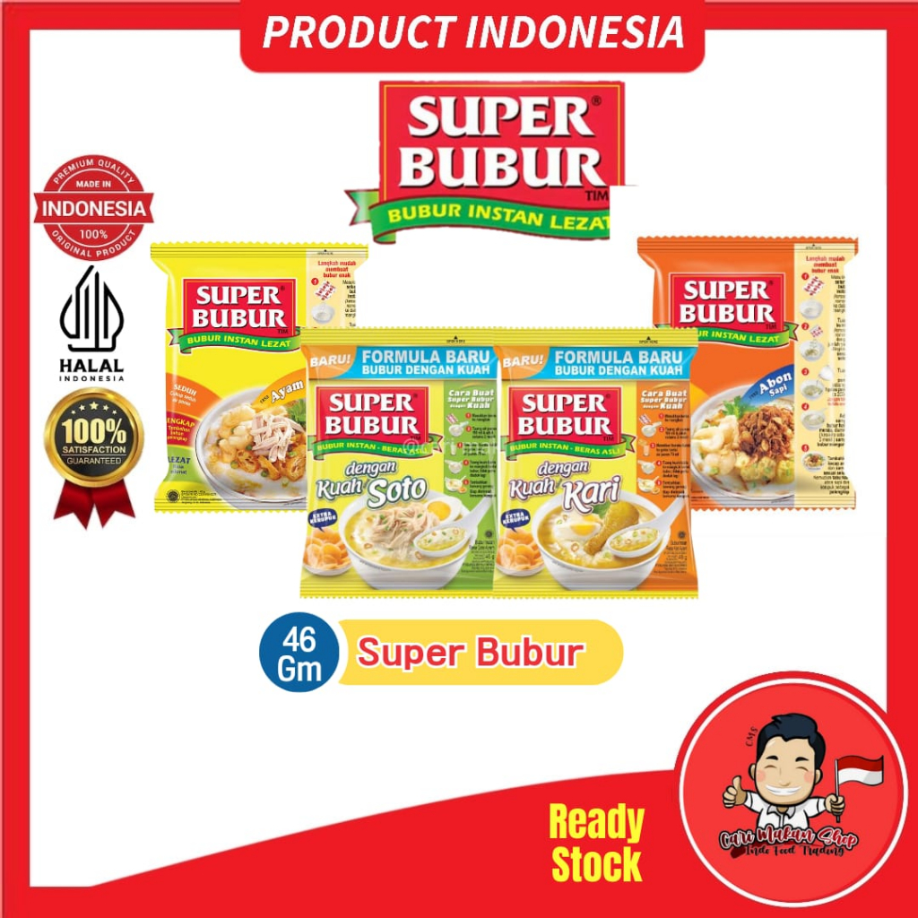 Super Bubur Instan 45-46gm Rasa Kuah Soto Ayam Kari Abon Sapi Product ...