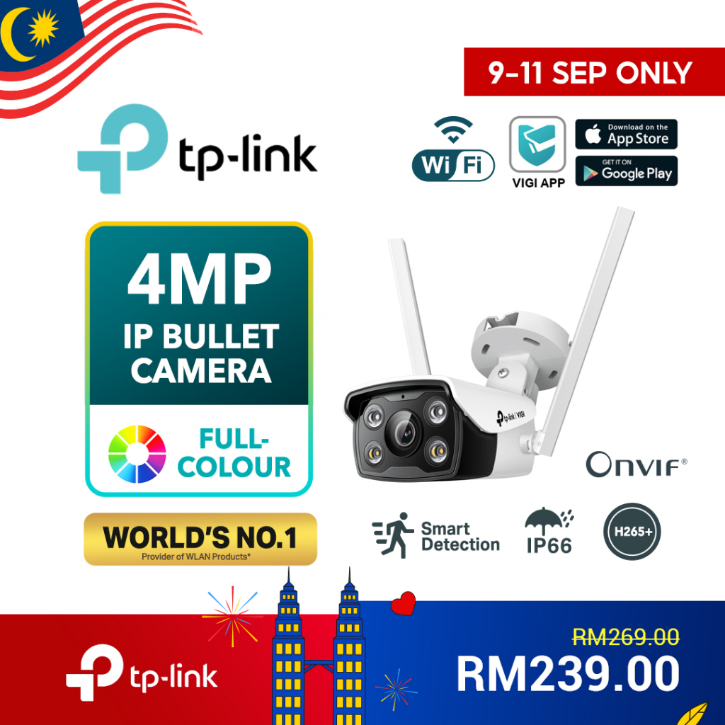 TP-Link 4MP AI CCTV VIGI C340 & C340-W - Outdoor Full-Color Ultra-HD ...