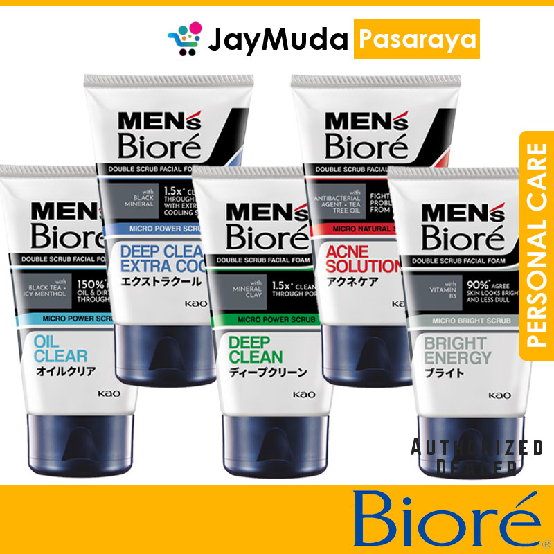 Biore Men Face Cleanser 100g Deep Clear Acne Solution Oil Clear Bright Clear Pembersih Muka ...