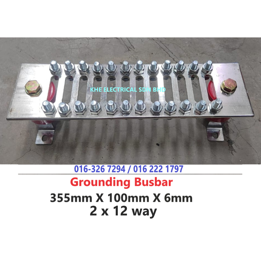 Grounding Busbar 355mm x 100mm x 6mm # 12way X 2 row -Full copper ...