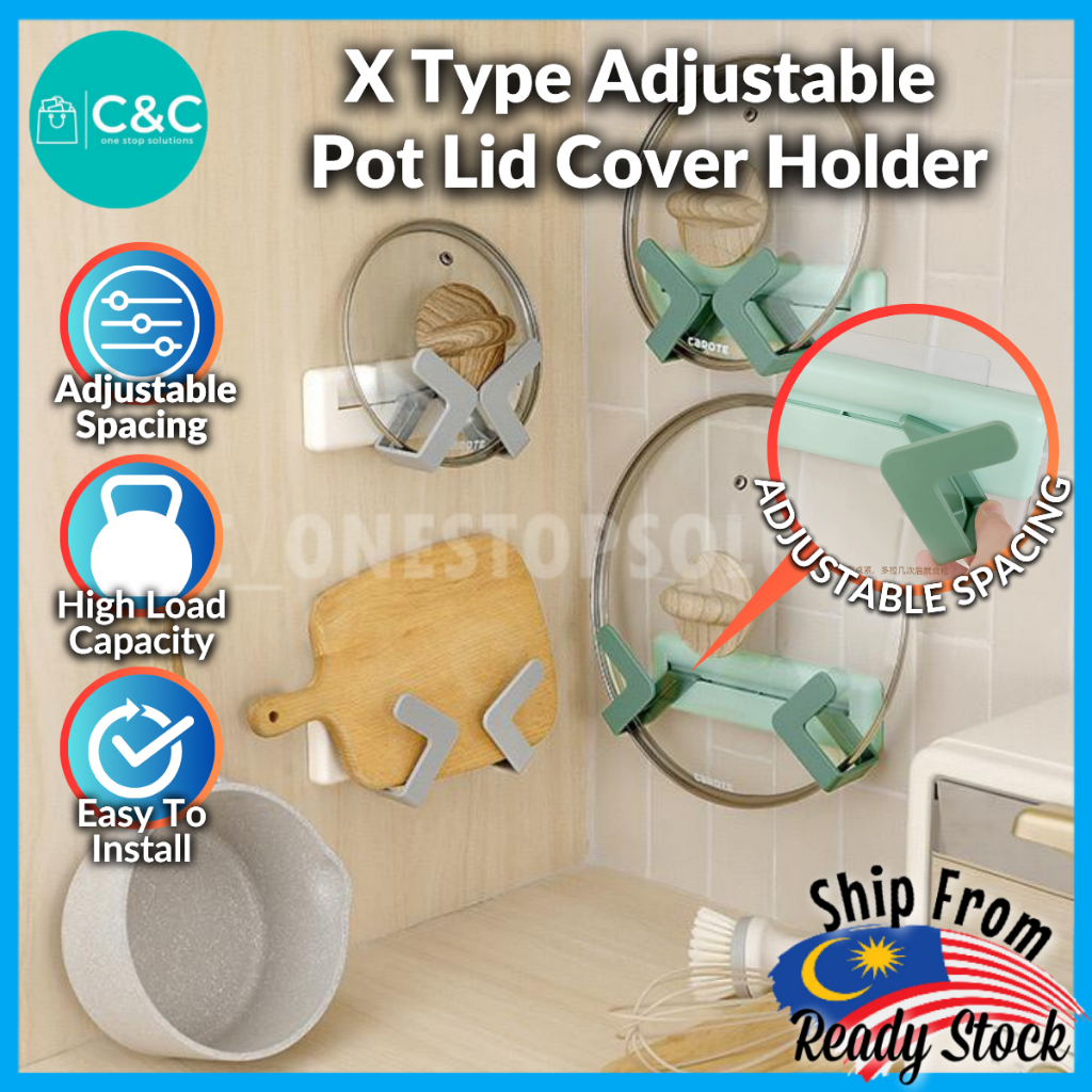 Adjustable Pot Lid Cover Holder Wall-mounted Kitchen Adjustable Pot Lid ...