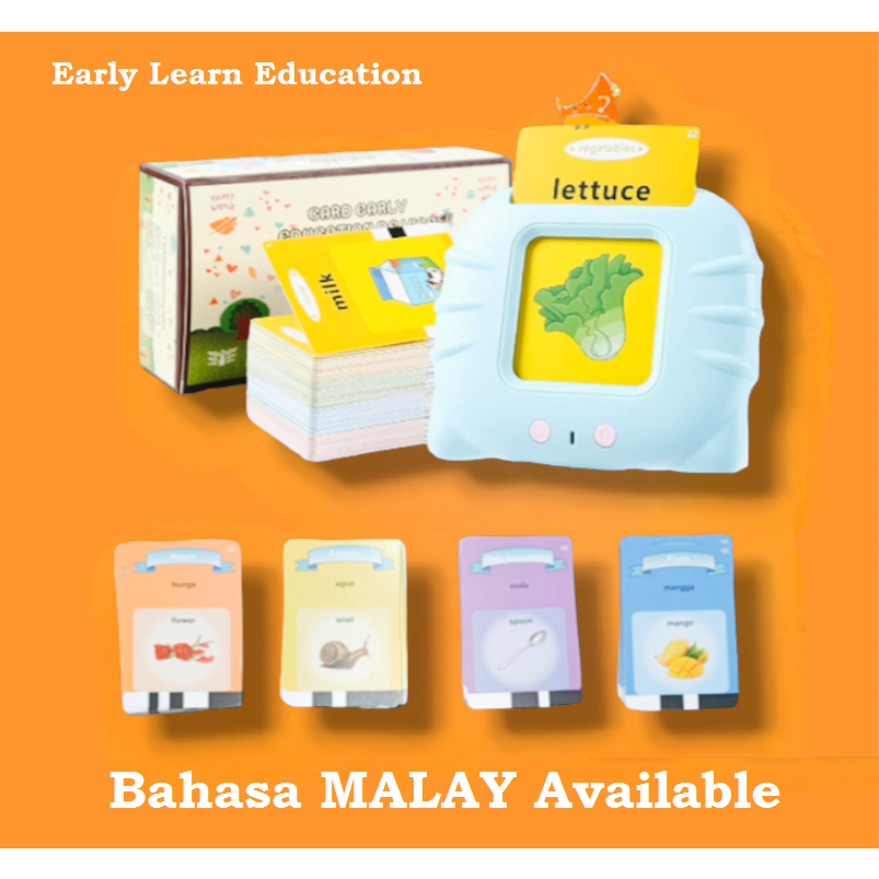 Learn Malay English Early Educational Flash cards book Talking Speak ...