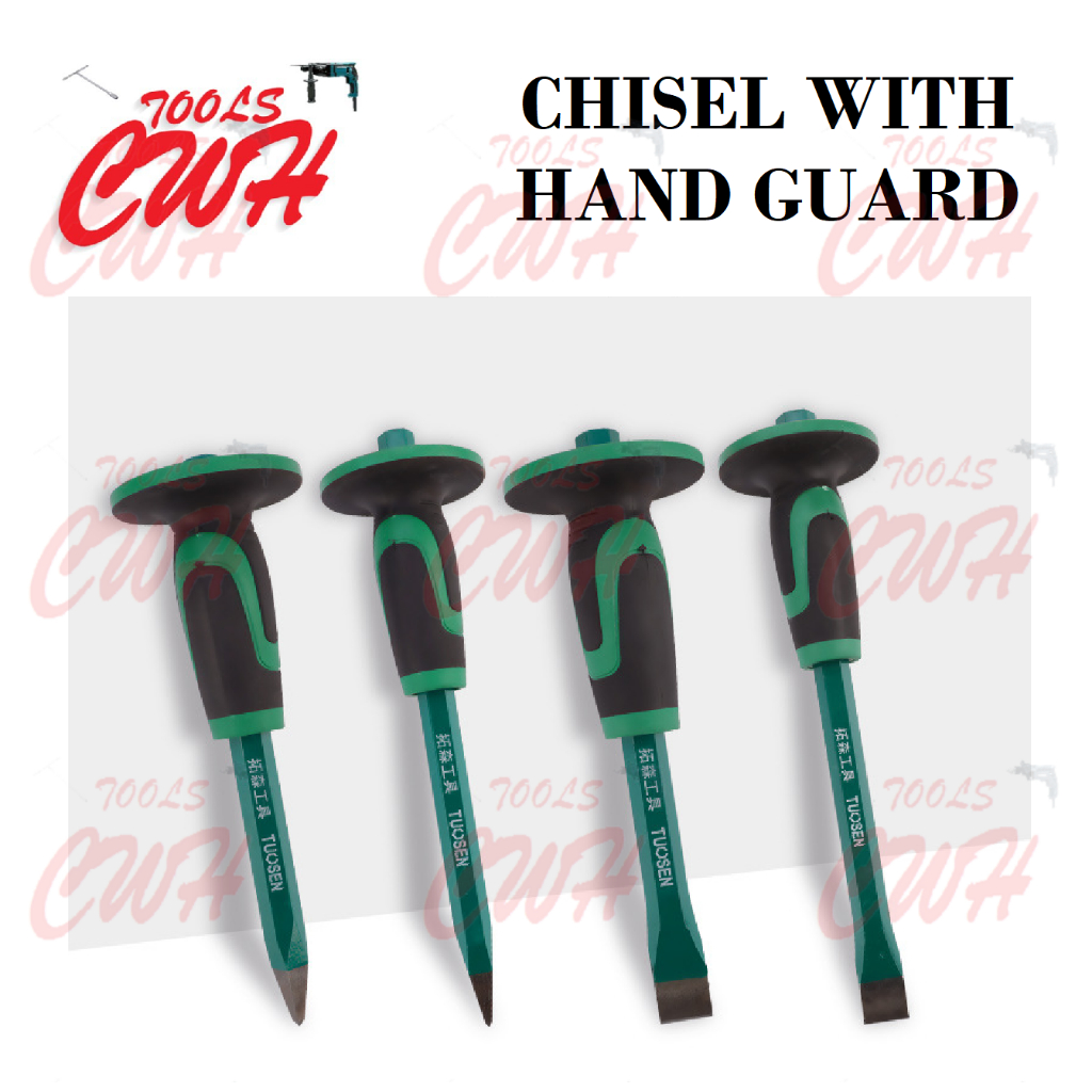 PRC TUOSEN 12" COLD FLAT POINT CHISEL WITH BI-MATERIAL HAND GUARD PAHAT ...