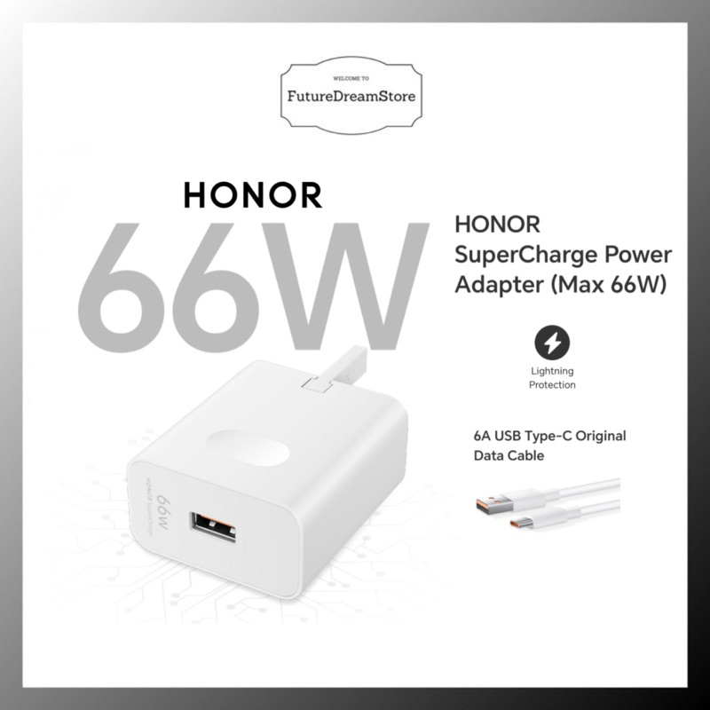 HONOR SuperCharge Power Adapter with 6A USB cable (Max 66W) | Shopee Malaysia