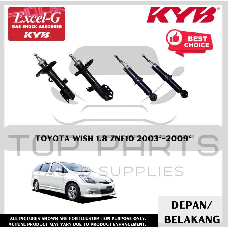 KYB TOYOTA WISH 1.8 ZNE10 2003'-2009' FRONT/ REAR KAYABA EXCEL G ABSORBER (GAS) | Shopee Malaysia