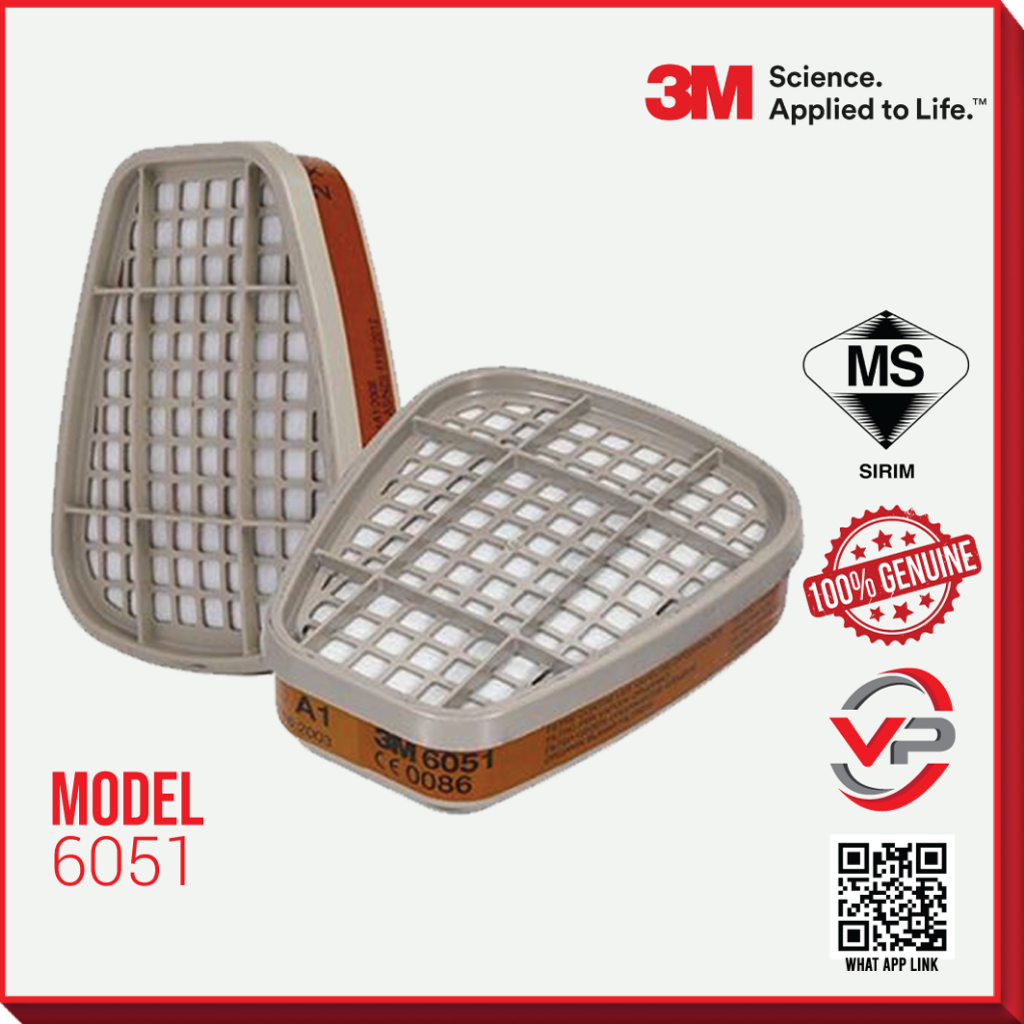 3M 6051 A1 Gas and Vapour Filter [SIRIM DOSH] COMPATIBLE 3M 6001 # ...