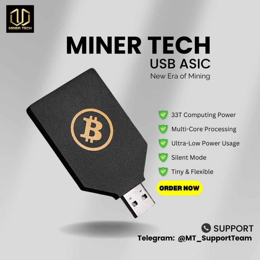 MINER TECH 33T USB ASIC Computing Power BTC MINING USB Support Windows ...