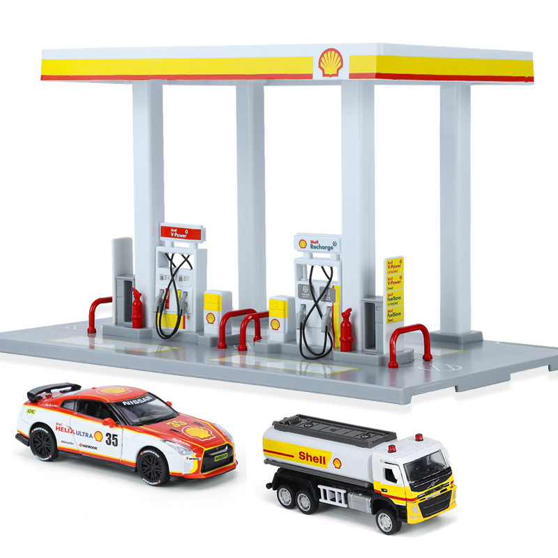 Shell Station Diorama with 2 Pcs 1:43 GTR Diecast & 1:72 Oil Tanker ...