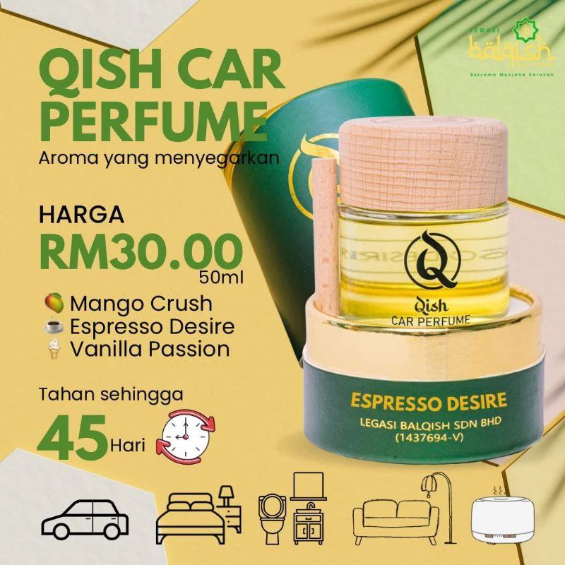 QISH CAR PERFUME Perfume Kereta Wangi 🔥 | Free gift 🔥 | Shopee Malaysia
