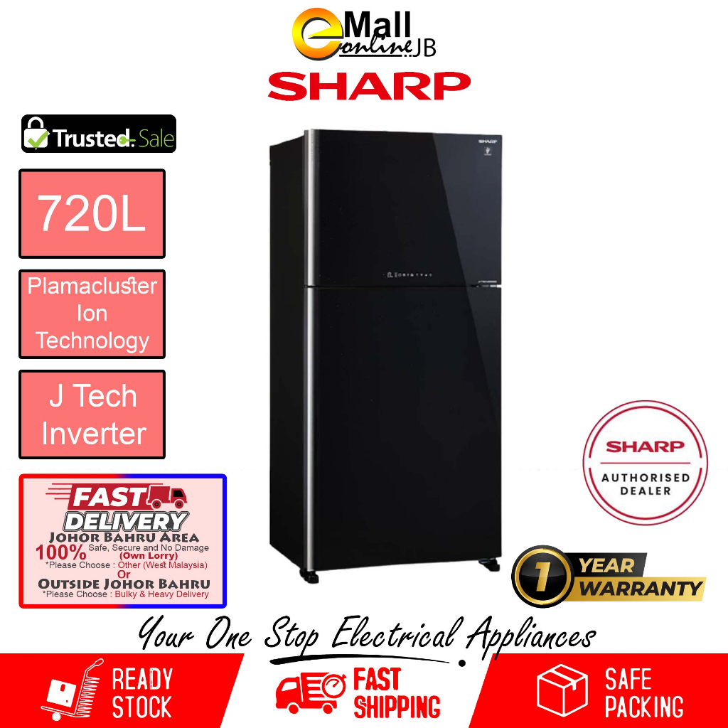 Sharp 720L Glass Door Inverter Pelican Refrigerator SJP882MFGK ...
