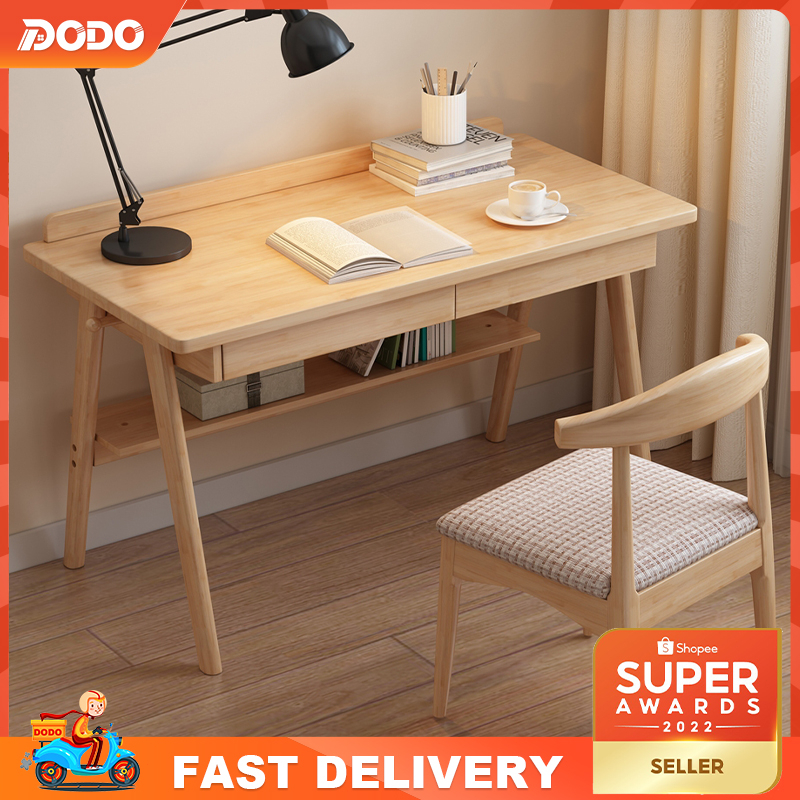 DO Solid Wood Study Desk Set With Chair Writing Table With Drawer ...