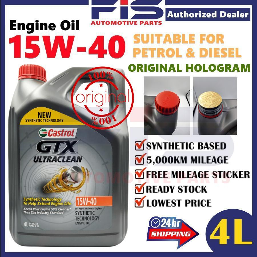 FIS Castrol Engine Oil 15W40 Mineral Base API SL/CF 4Liter Proton ...