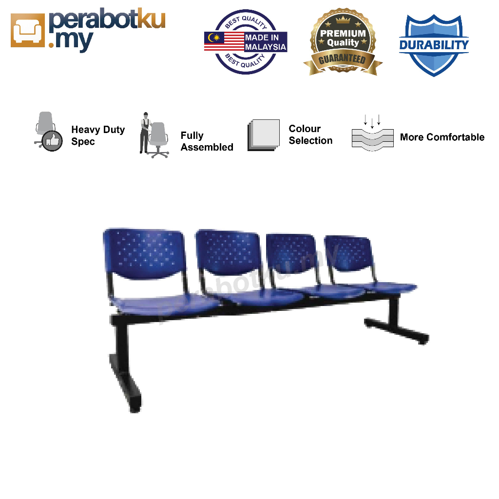 4 seater link chair / waiting chair / pp material / link chair murah ...