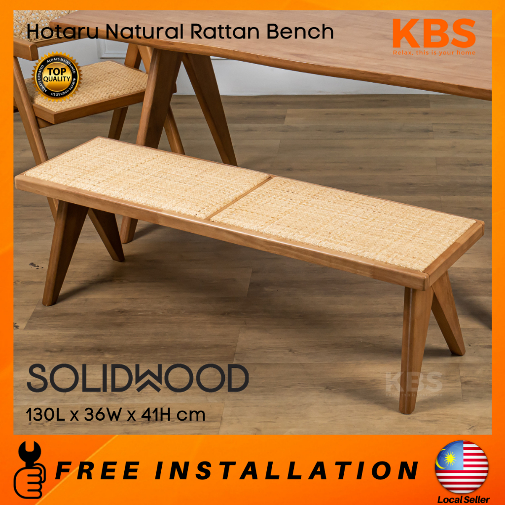 (FREE Installation + Shipping) KBS Hotaru Natural Rattan Bench Chair ...