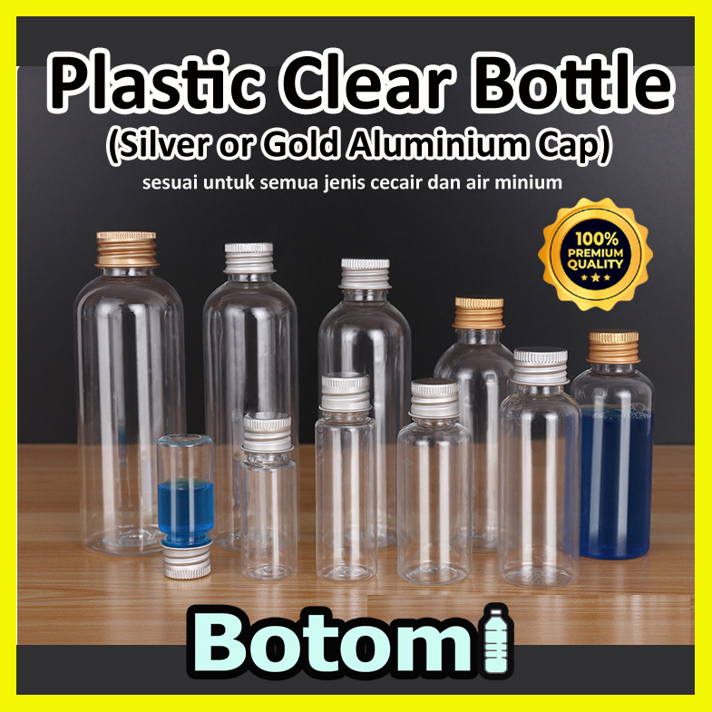 30ml 50ml 100ml 150ml transparent clear plastic bottle metal aluminium ...
