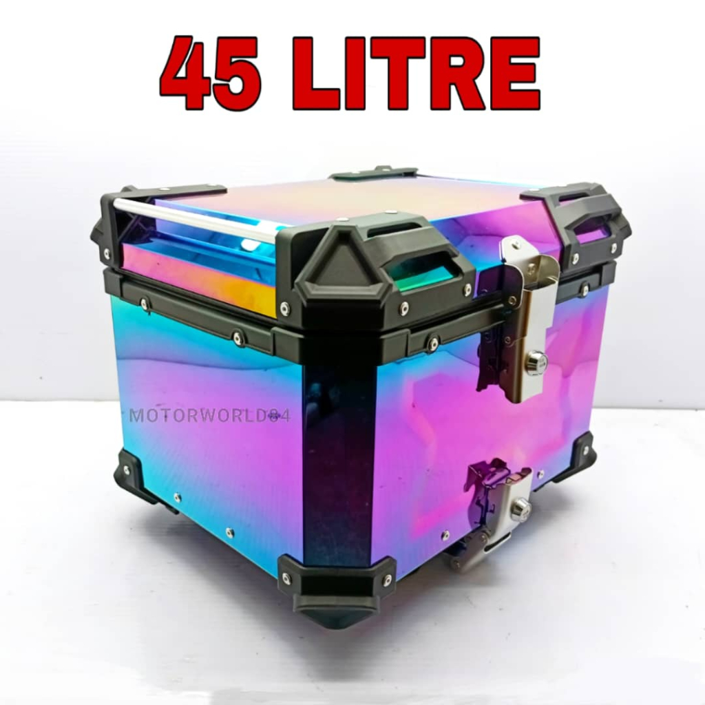 45 LITRE ALUMINIUM BOX AND TOP BOX BACKREST RAINBOW LIMITED EDITION BOX ...