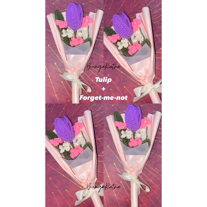 Bunga tulip mengait handmade dan forget me not crochet flower ...