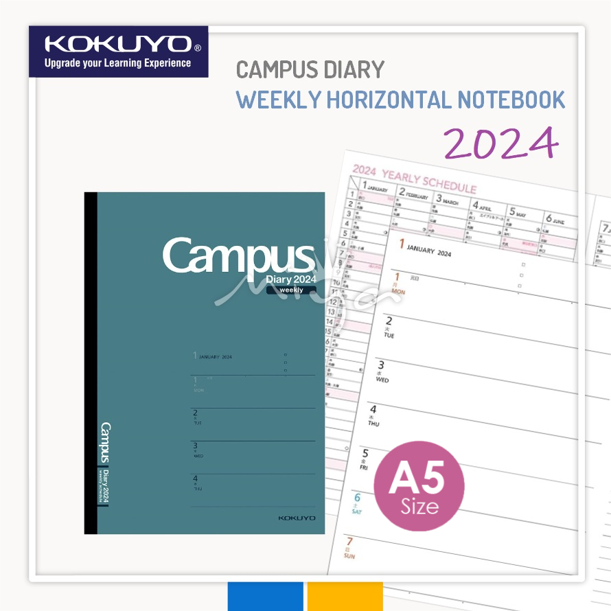 KOKUYO CAMPUS WEEKLY SCHEDULE DIARY 2024 - (HORIZONTAL VERSION) - A5 | Shopee Malaysia