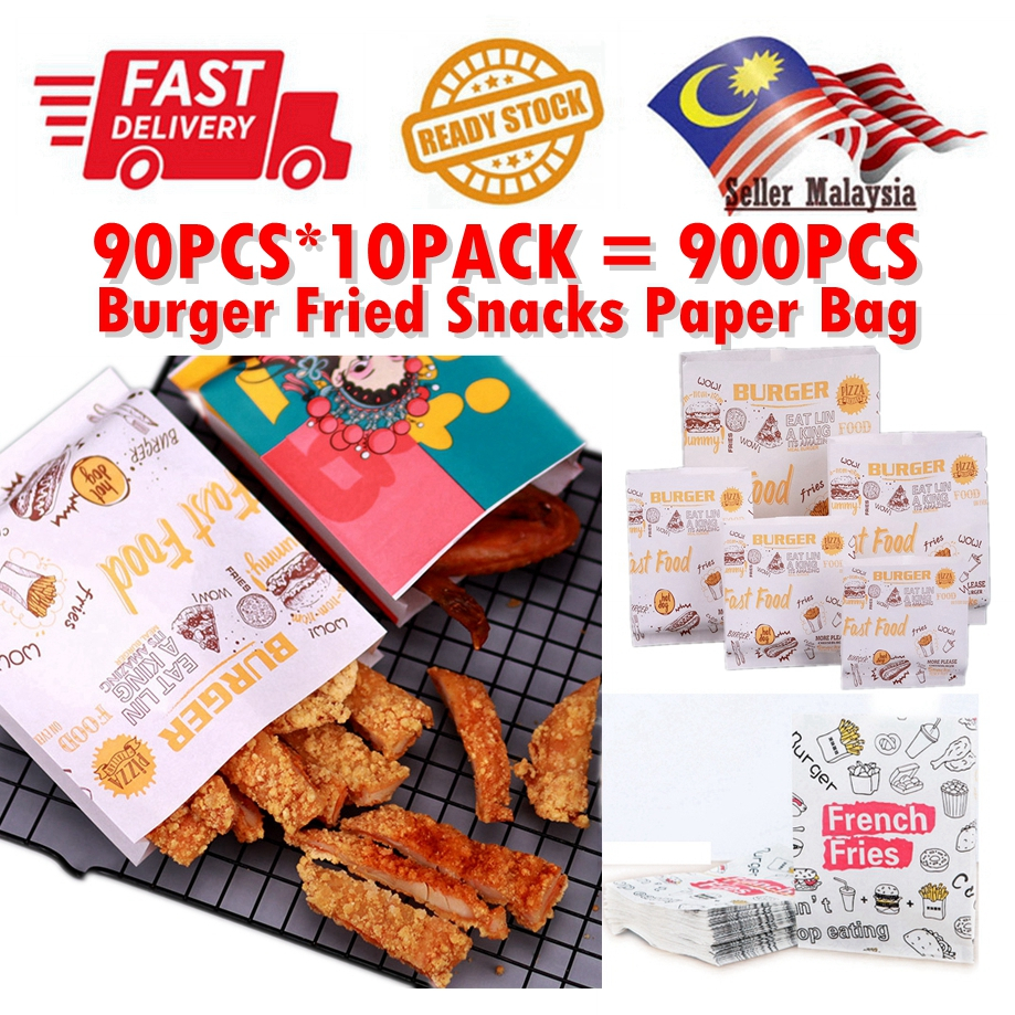 900PCS 10*11CM French Fries Bag /Fried Snacks Grease-Proof Paper Bag ...